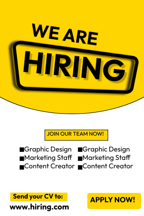 Yellow Joyful Hiring Poster Template | PosterMyWall