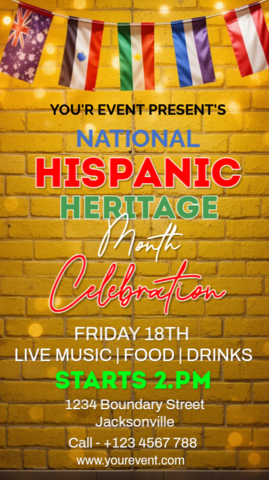 Yellow Joyful Hispanic Heritage Month Instagram Story Template ...