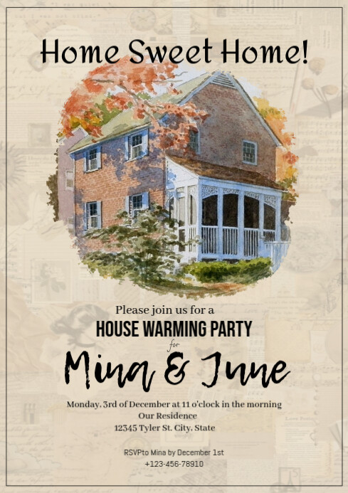 Yellow Joyful House Warming Party A4 Template | PosterMyWall