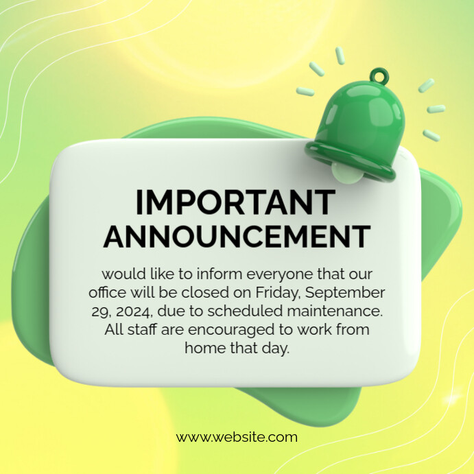 Yellow Joyful Important Announcement Notification Posters Instagram ...