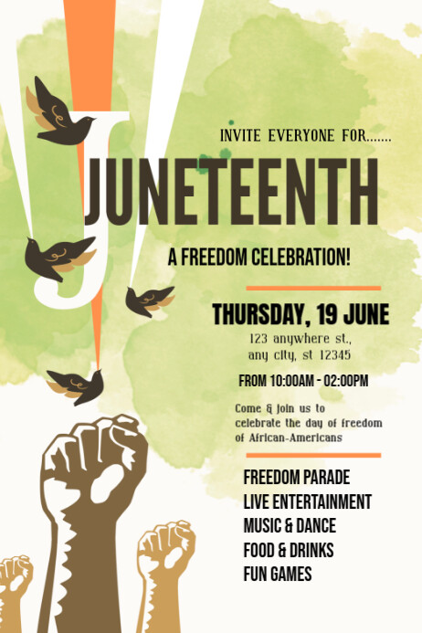 Yellow Joyful Juneteenth Freedom Day Poster Template | PosterMyWall