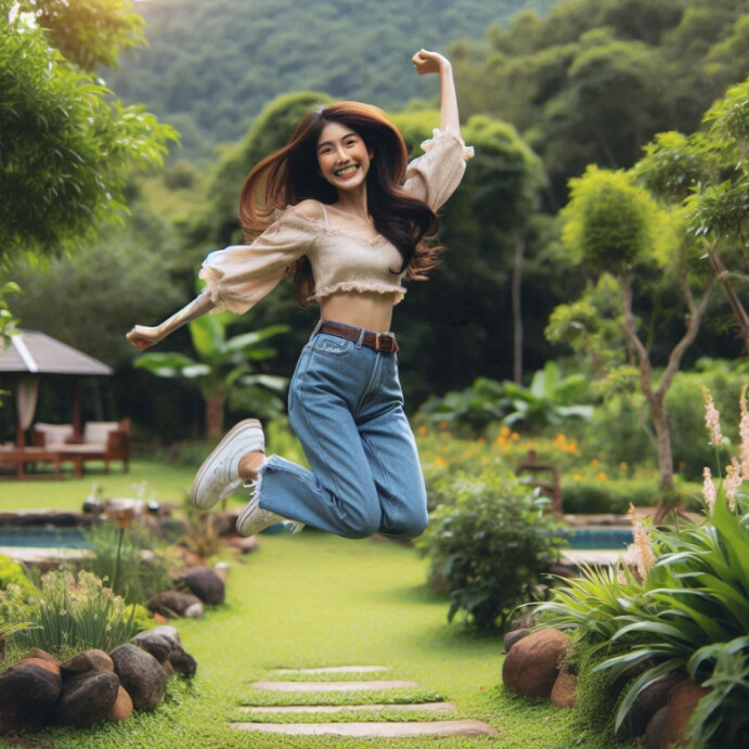 Yellow Joyful Lady Jumping Instagram Post Template | PosterMyWall