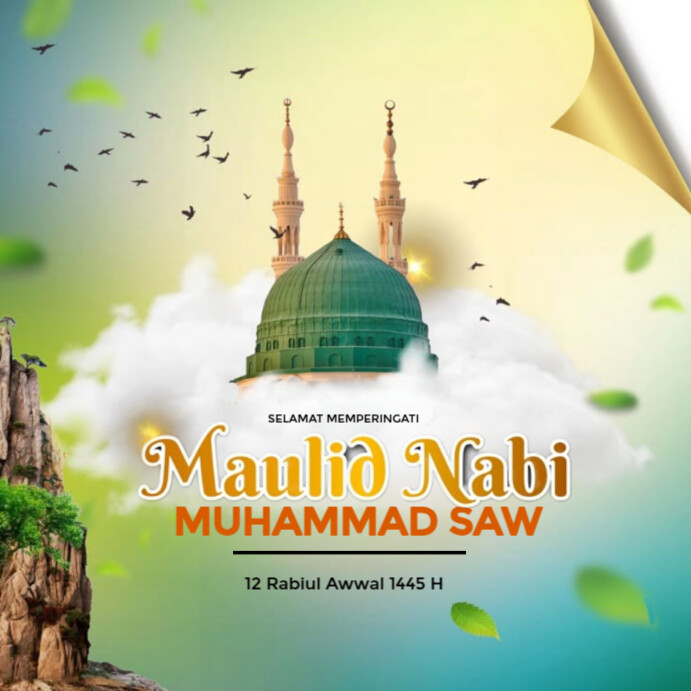 Modèle Yellow Joyful Maulid Nabi Muhammad Saw Flyer Instagram Post ...