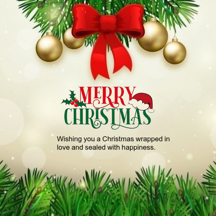 Yellow Joyful Merry Christmas Wishes Instagram Post Template | PosterMyWall