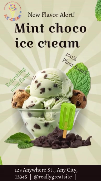 Modèle Yellow Joyful Mint Choco Ice Cream Instagram Reel | PosterMyWall