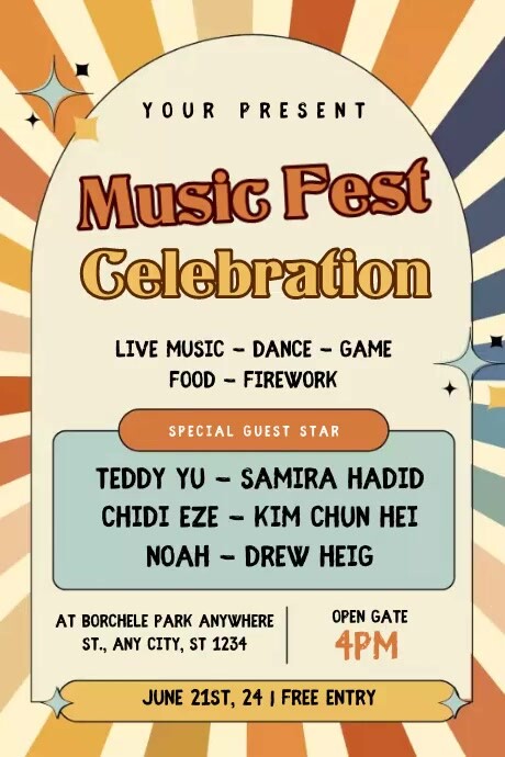 Yellow Joyful Music Fest Celebration Poster Template | PosterMyWall