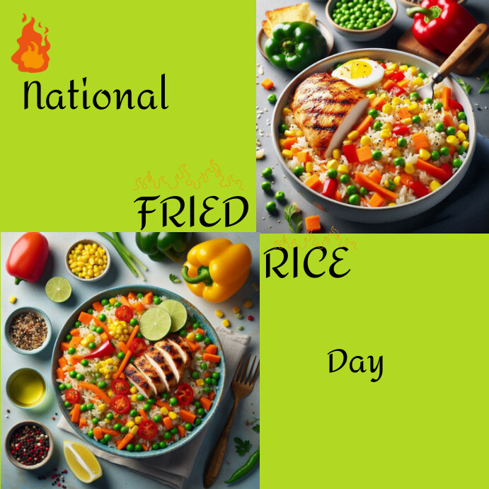 Plantilla de Yellow Joyful National Fried Rice Day Instagr | PosterMyWall