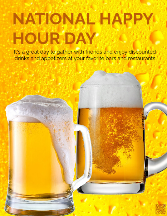 Yellow Joyful National Happy Hour Day Flyer (us Letter) Template ...