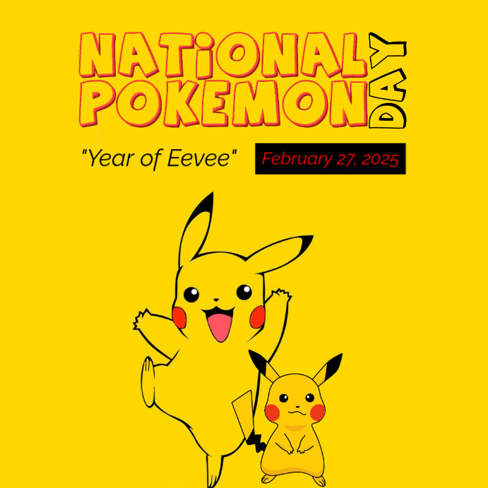 Yellow Joyful National Pokemon Day Instagram Post Template | PosterMyWall