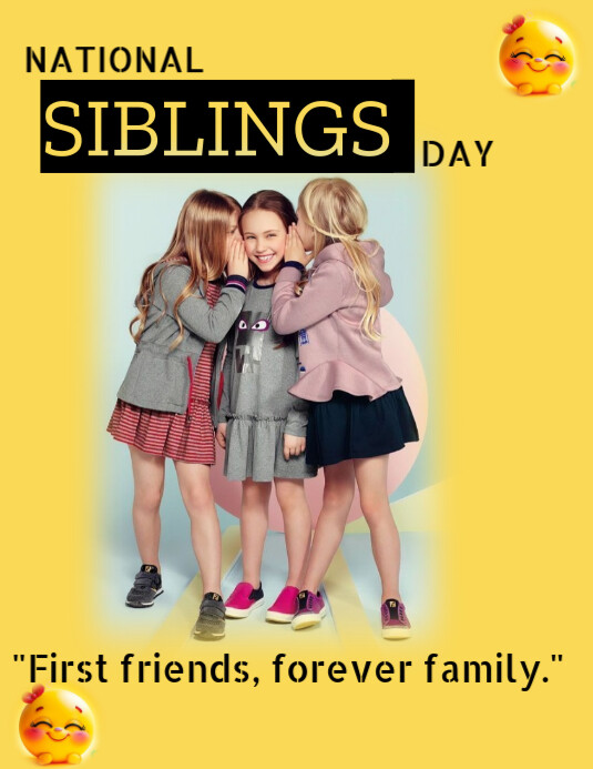 Yellow Joyful National Siblings Day Flyer (us Letter) เทมเพลต ...