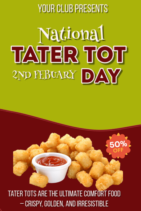 Modèle Yellow Joyful National Tater Tot Day Poster | PosterMyWall