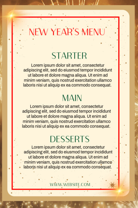 Yellow Joyful New Year's Menu Poster Template | PosterMyWall
