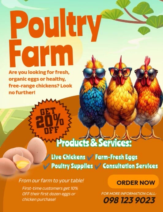 Yellow Joyful Organic Poultry Farm Flyer (us Letter) Template ...