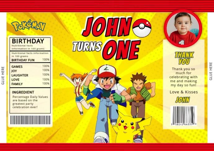 Copy of Yellow Joyful Pokemon Baptism Chipbag A4 | PosterMyWall