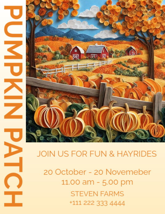 Copy of Yellow Joyful Pumpkin Patch Flyer (us Letter) | PosterMyWall