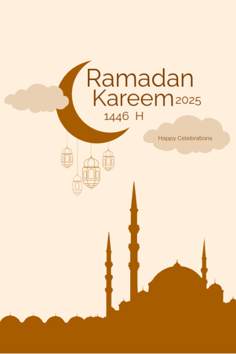 Yellow Joyful Ramadan Kareem Greetings Poster Template | PosterMyWall