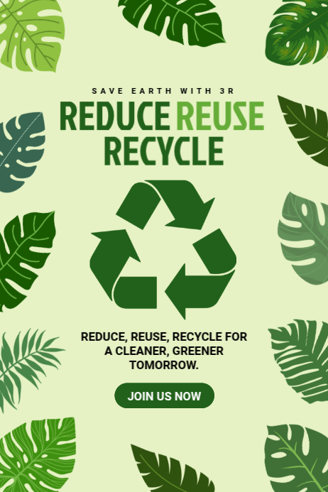Yellow Joyful Reduce Reuse Recycle Poster Template | PosterMyWall