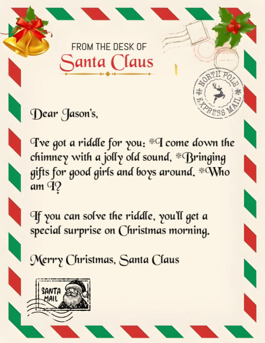 Copy of Yellow Joyful Santa Claus Letter Flyer (us Letter) | PosterMyWall