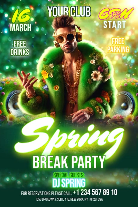 Yellow Joyful Spring Break Party Banner 4' × 6' Video Template ...