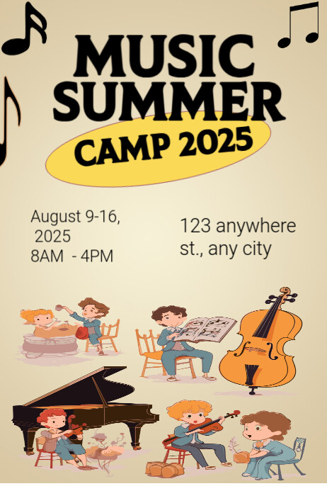 Yellow Joyful Summer Camp Poster Templat | PosterMyWall
