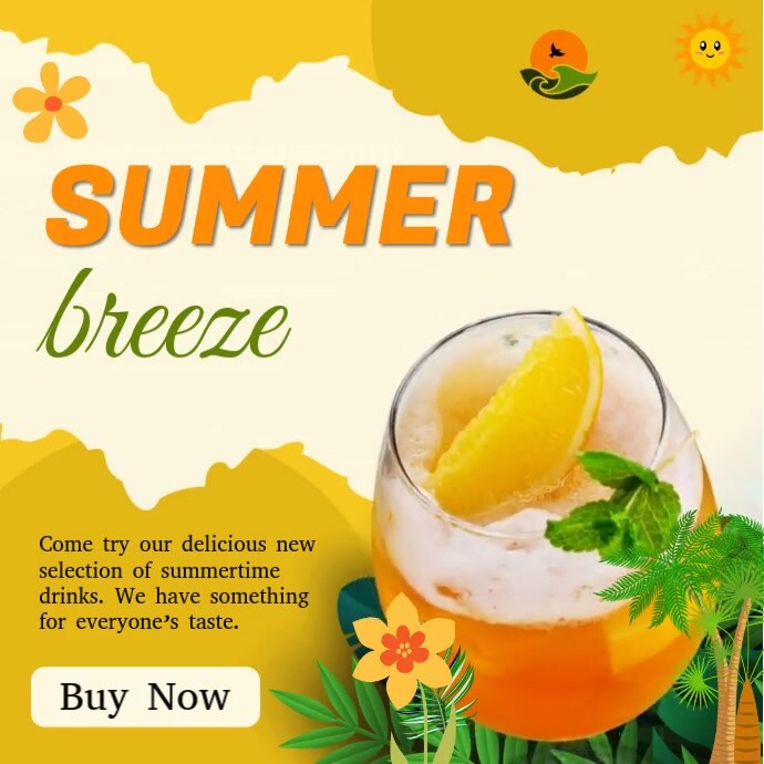 Yellow Joyful Summer Drink Instagram Post Modelo | PosterMyWall