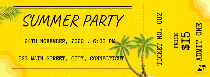 Yellow Joyful Summer Party Ticket Template | PosterMyWall