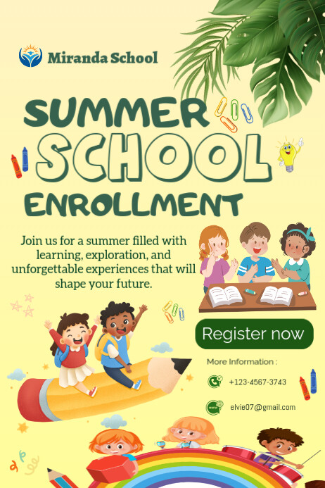 Copy of Yellow Joyful Summer School Enrollment Poster | PosterMyWall