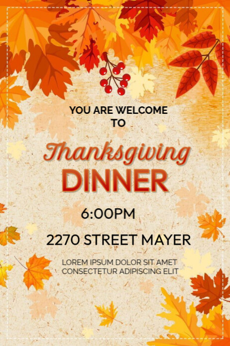 Copy of Yellow Joyful Thanksgiving Dinner Ads Template Poster ...