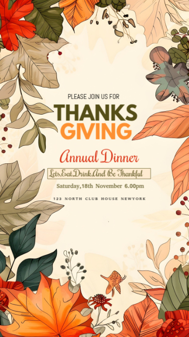 Yellow Joyful Thanksgiving Instagram Story Template | PosterMyWall