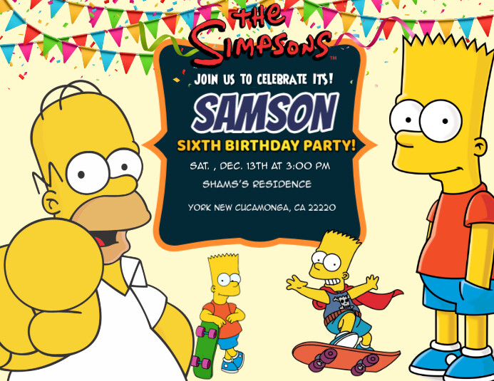 Yellow Joyful The Simpsons Birthday Template | PosterMyWall