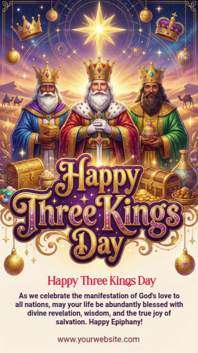 Yellow Joyful Three Kings Day Instagram Story Template | PosterMyWall