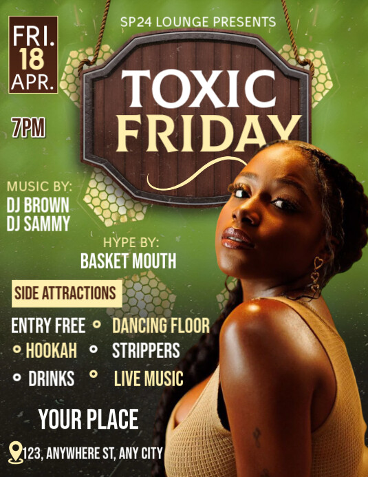Yellow Joyful Toxic Friday Party Flyer Flyer (us Letter) Template ...