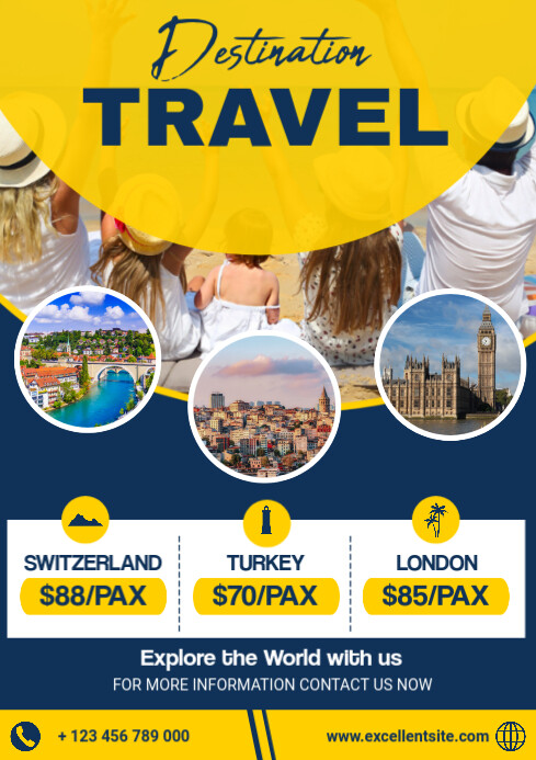Yellow Joyful Travel A4 Template | PosterMyWall