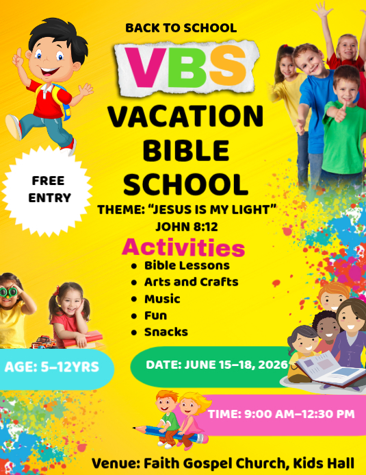 Vacation Bible School Flyers Template | PosterMyWall