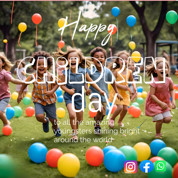 Yellow Joyful Very Colorful Children Day Temp Template | PosterMyWall