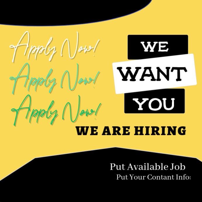 Plantilla de Yellow Joyful We Are Hiring Instagram Post | PosterMyWall