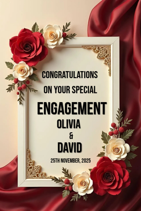 Yellow Joyful Wedding Engagement Flyer Pinterest Graphic Template ...