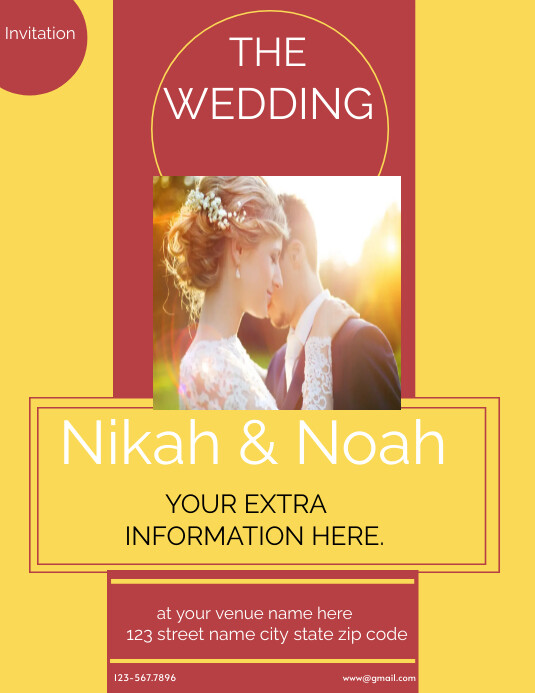 Copy of Yellow Joyful Wedding Invitation Flyer (us Le | PosterMyWall