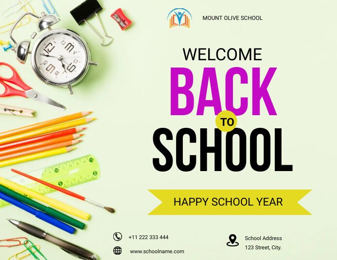 Plantilla de Yellow Joyful Welcome Back to School Flyer (u | PosterMyWall
