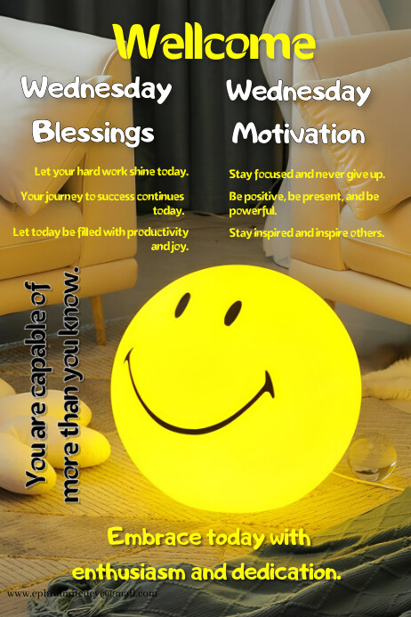 Yellow Joyful Welcome Wednesday Poster Template | PosterMyWall