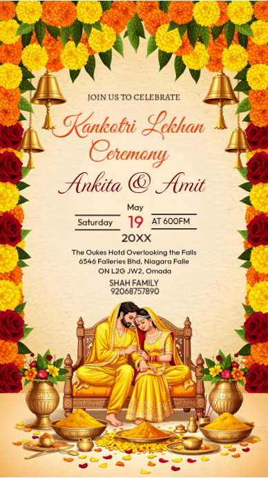 Plantilla de Yellow Kankotri Lekhan Ceremony Instagram Story | PosterMyWall