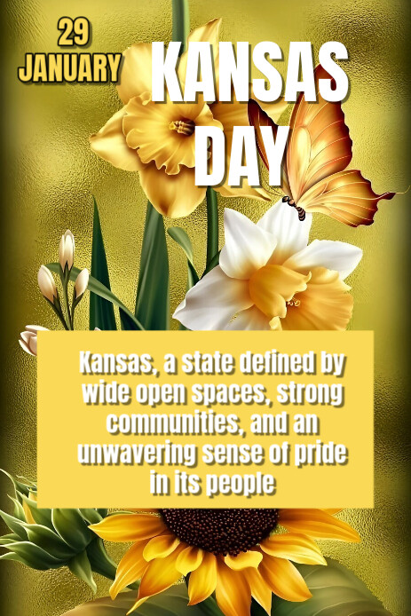 Yellow Kansas Day Pinterest Graphic Template | PosterMyWall