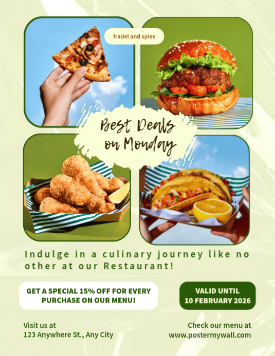 Plantilla de Yellow Kolase Food Promotion Pamflet (letter As ...