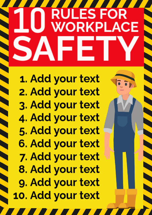 Yellow List-based Caution Rules Safety A4 Template | PosterMyWall