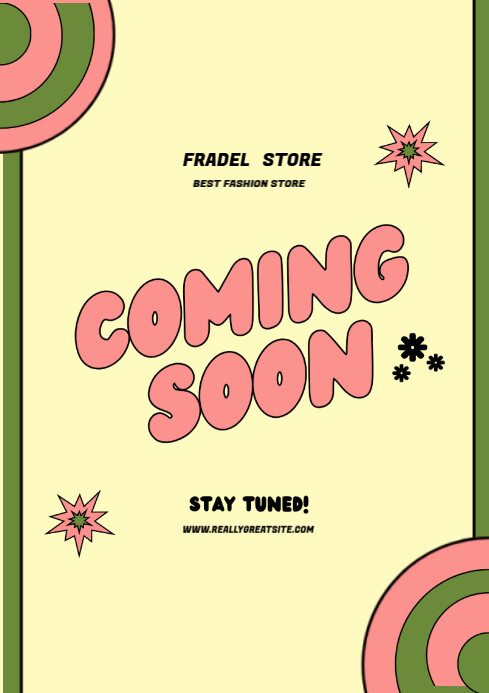 Yellow List-based Comin Soon Post A4 Template | PosterMyWall