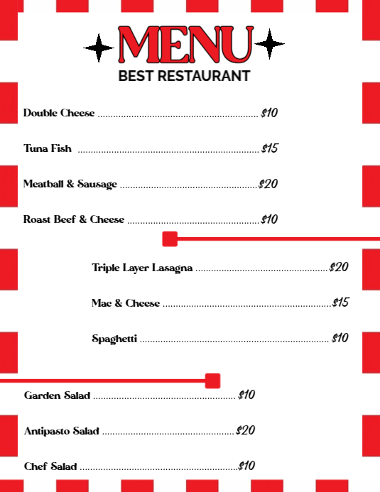Yellow List-based Cream And Red Restaurant Menu Design Template Flyer ...