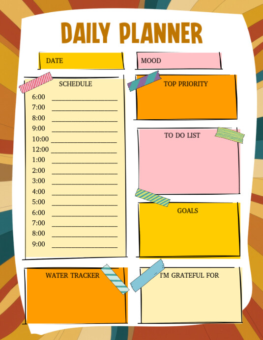Yellow List-based Daily Planner Flyer (us Letter) Template | PosterMyWall