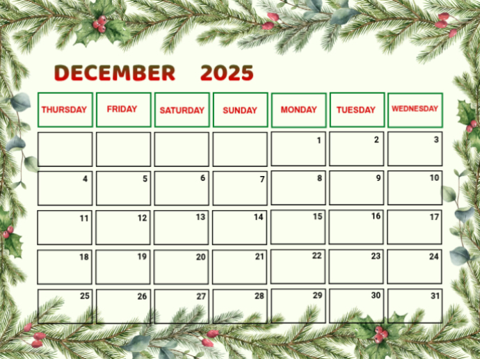 Yellow List-based December Calendar Presentation Template | PosterMyWall