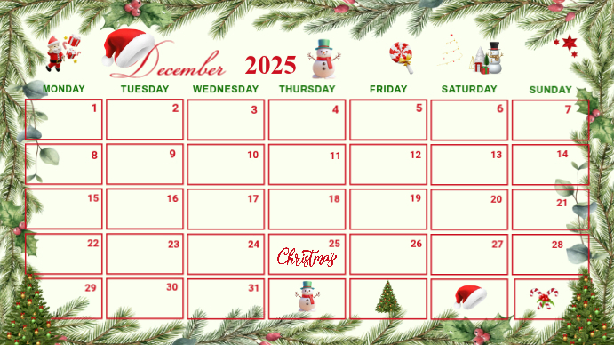 Yellow List-based December Calendar Presentation (16:9) Template ...