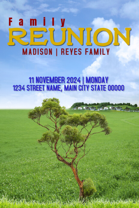 Yellow List-based Family Reunion Poster Template | PosterMyWall